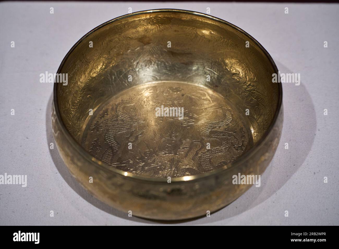 Golden basin carved with dragon used by the Ming Dynasty emperor Stock ...