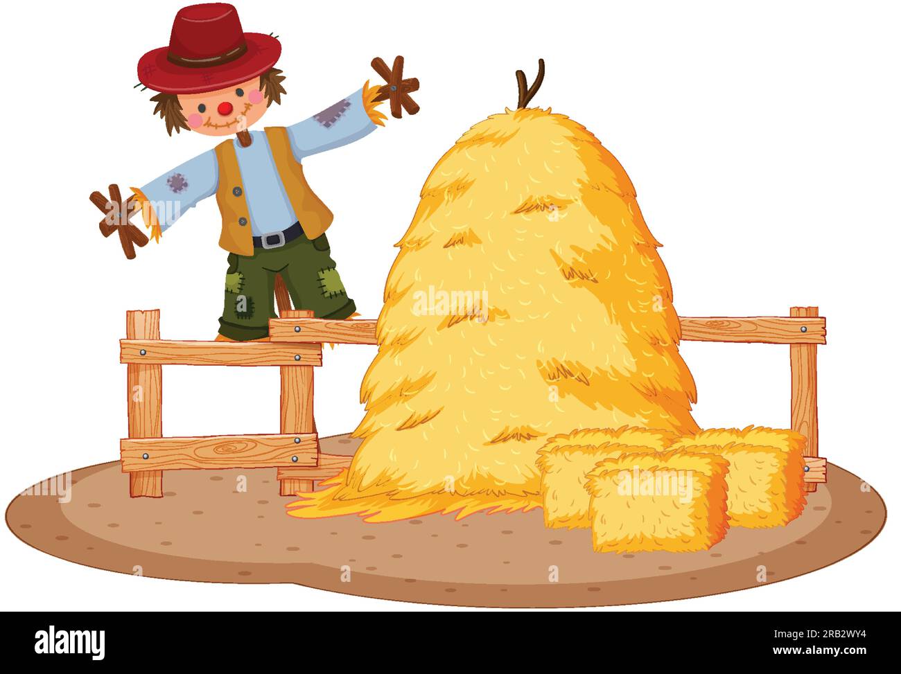 Scarecrow and hay straw illustration Stock Vector Image & Art - Alamy