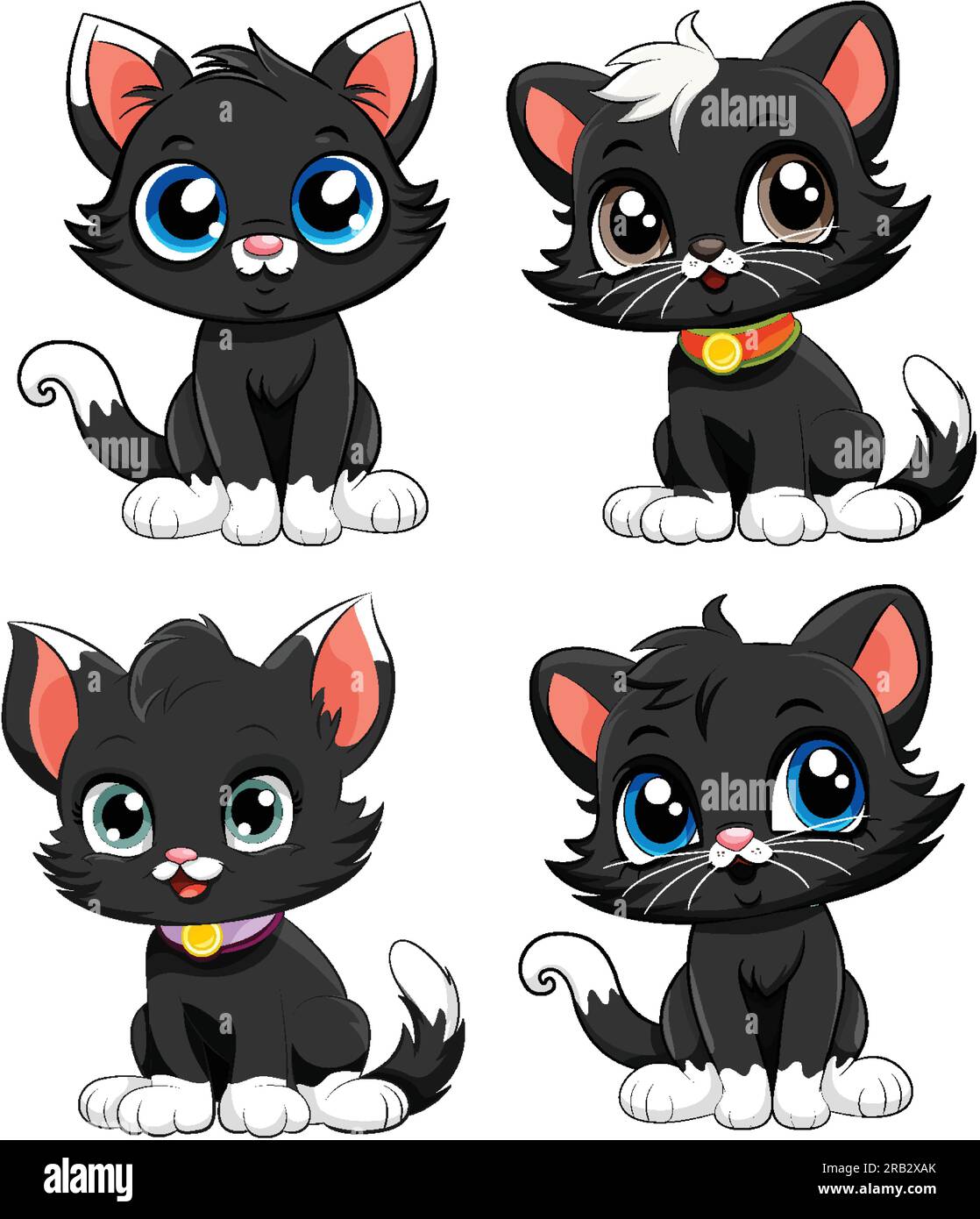 Cute Kittens Cartoon Characters Collection illustration Stock Vector ...