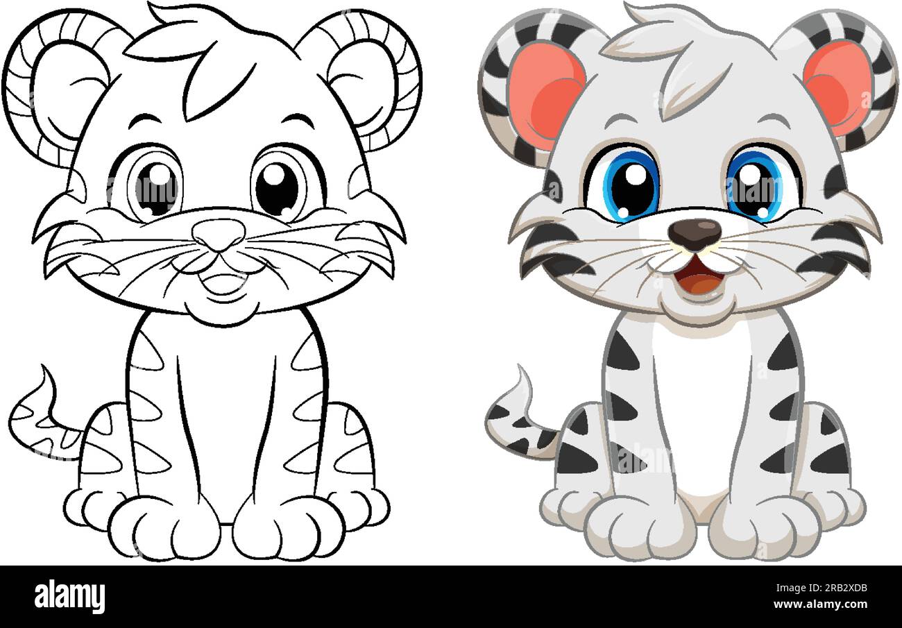 Coloring Page Outline of Cute Tiger illustration Stock Vector Image ...