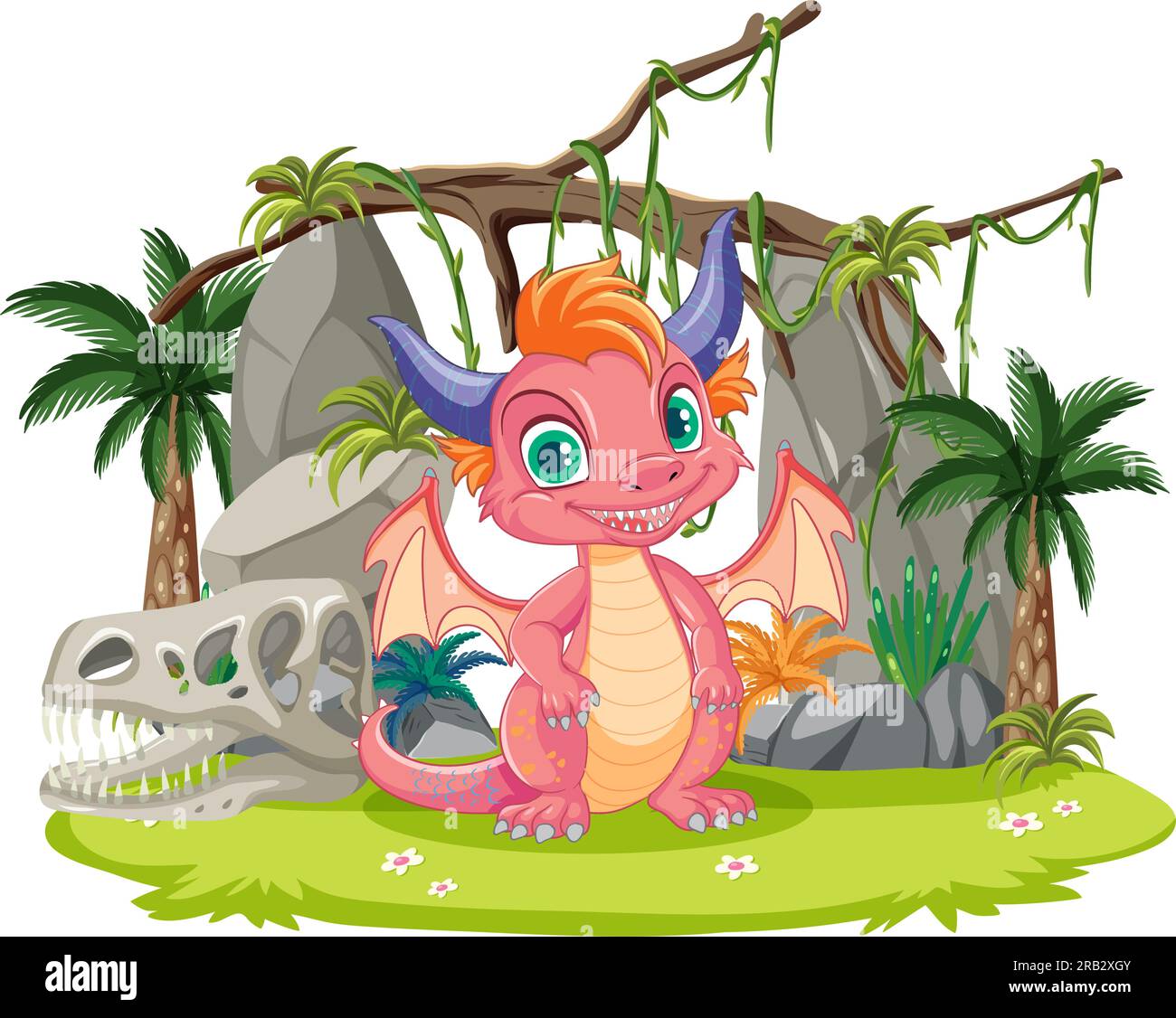 Cute Dragon Cartoon Character illustration Stock Vector Image & Art - Alamy