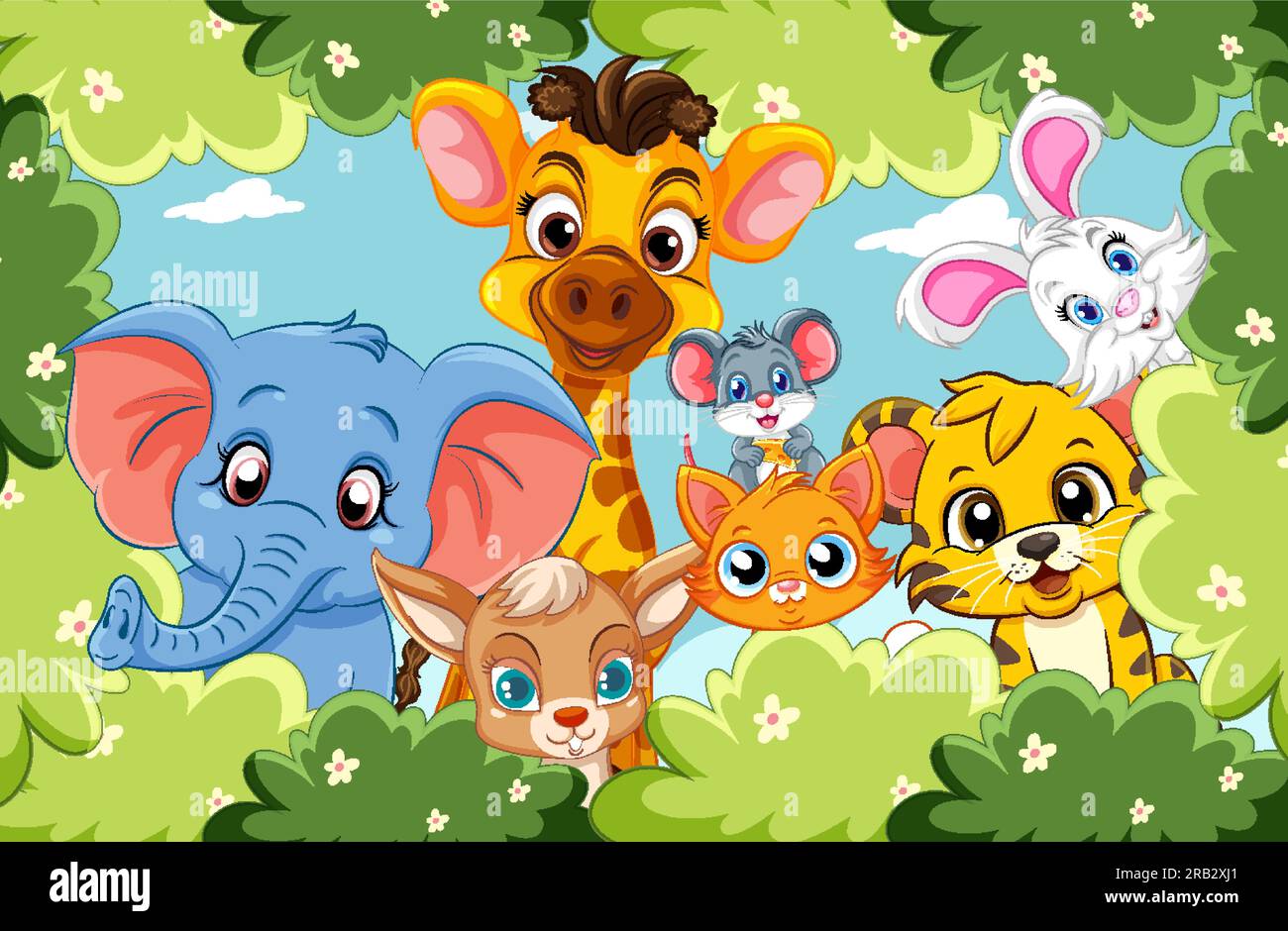 Cute Wild Animals in the Forest illustration Stock Vector Image & Art ...