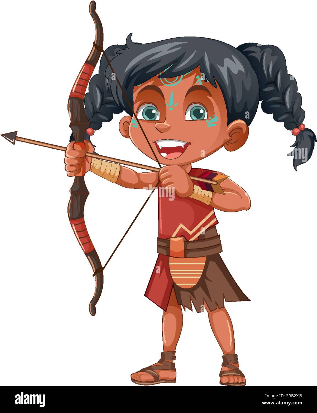 Native American Tribe Kid Archer illustration Stock Vector Image & Art ...