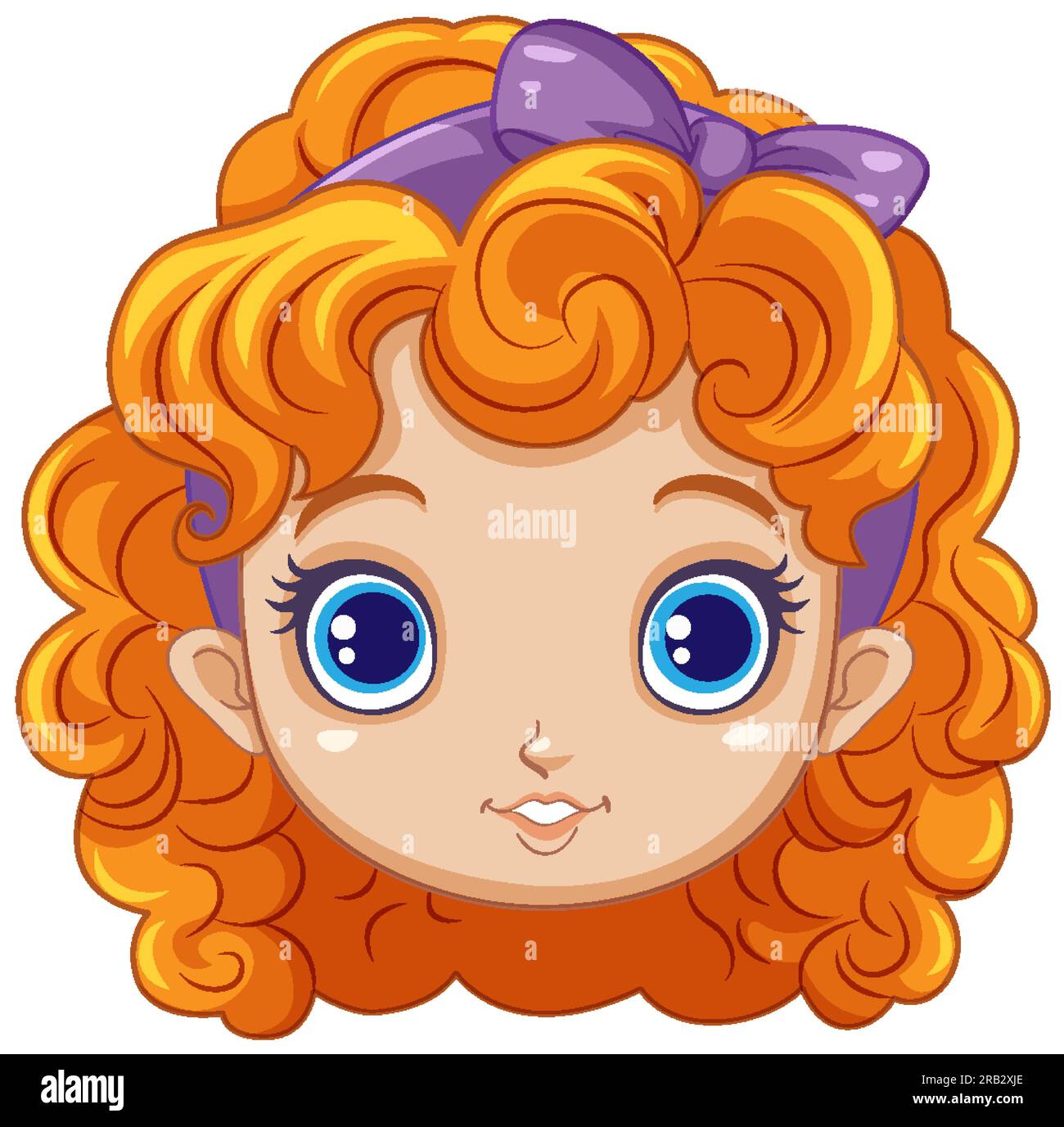 Cute Girl Head with Orange Curly Hair illustration Stock Vector Image ...