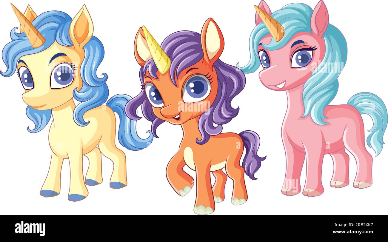 Cute Unicorns Cartoon Character illustration Stock Vector Image & Art ...