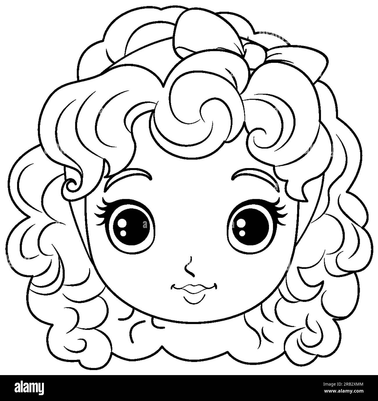 Cute Angel Head Outline for Creative Coloring illustration Stock Vector ...