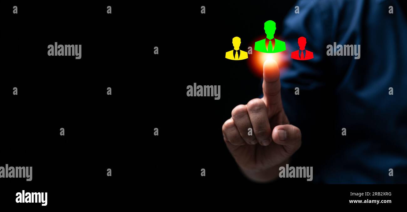 Businesswoman touching human resources sign - HR, HRM, HRD concept ...