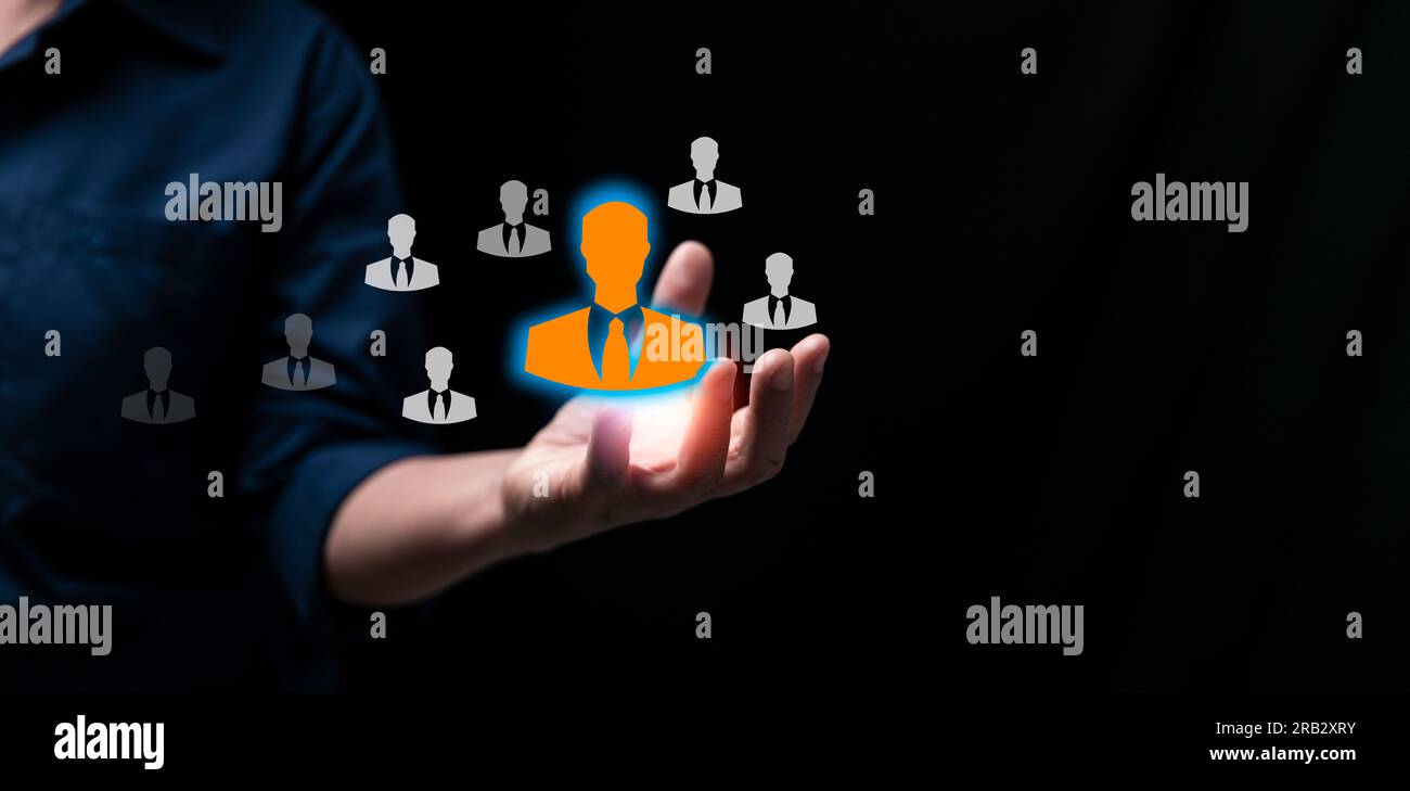 Businesswoman touching human resources sign - HR, HRM, HRD concept ...