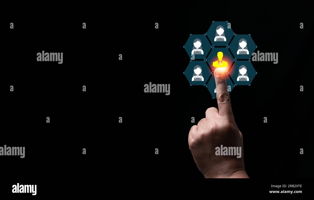 Businesswoman touching human resources sign - HR, HRM, HRD concept ...