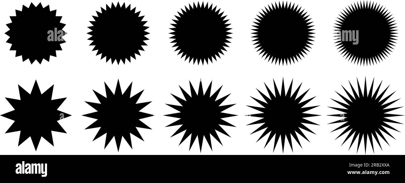 Zig Zag Edge Circle Shape Set Jagged Round Elements Collection