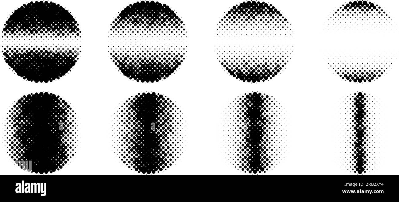 Halftone circle shapes with linear fading gradient. Dotted textured ...