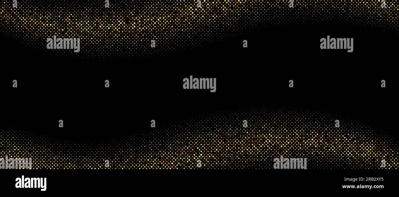 Golden wavy halftone gradient background frame. Shining comic glitter ...
