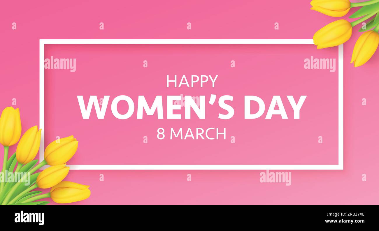 8 March International Womens Day Illustration Greeting Card With 3d
