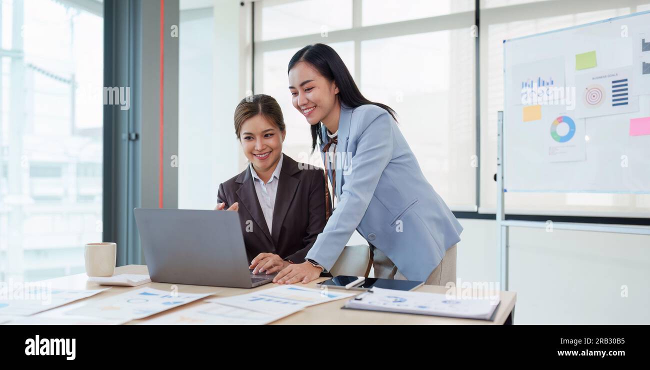 Business people advisor. Business team of financial analyze about ...