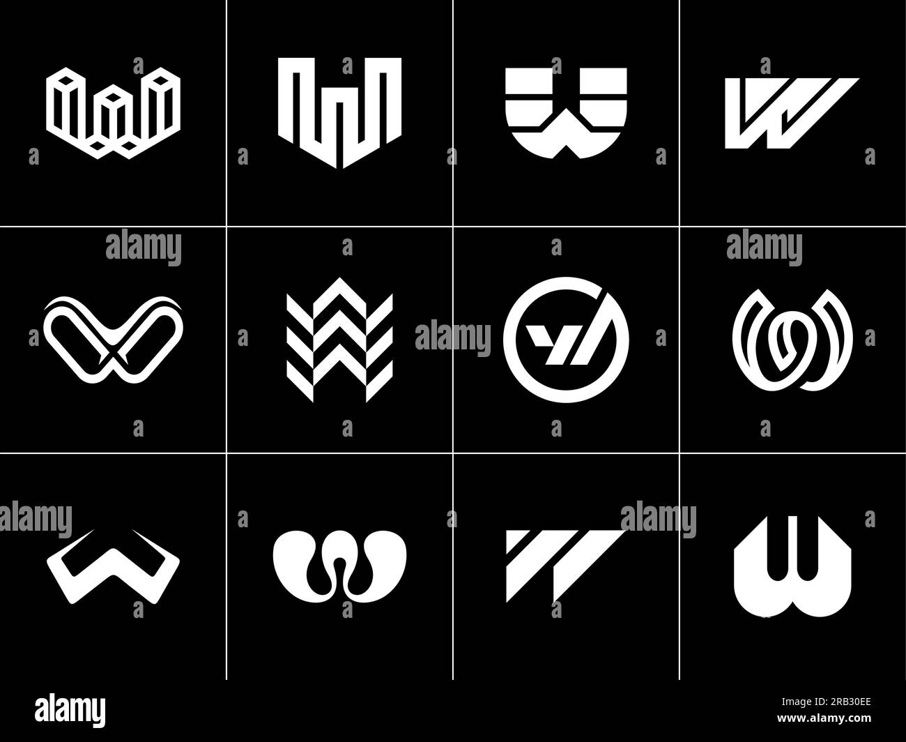 Modern Line Initial M Logo Design Set Technology Letter M Logo Branding Vector Stock Vector