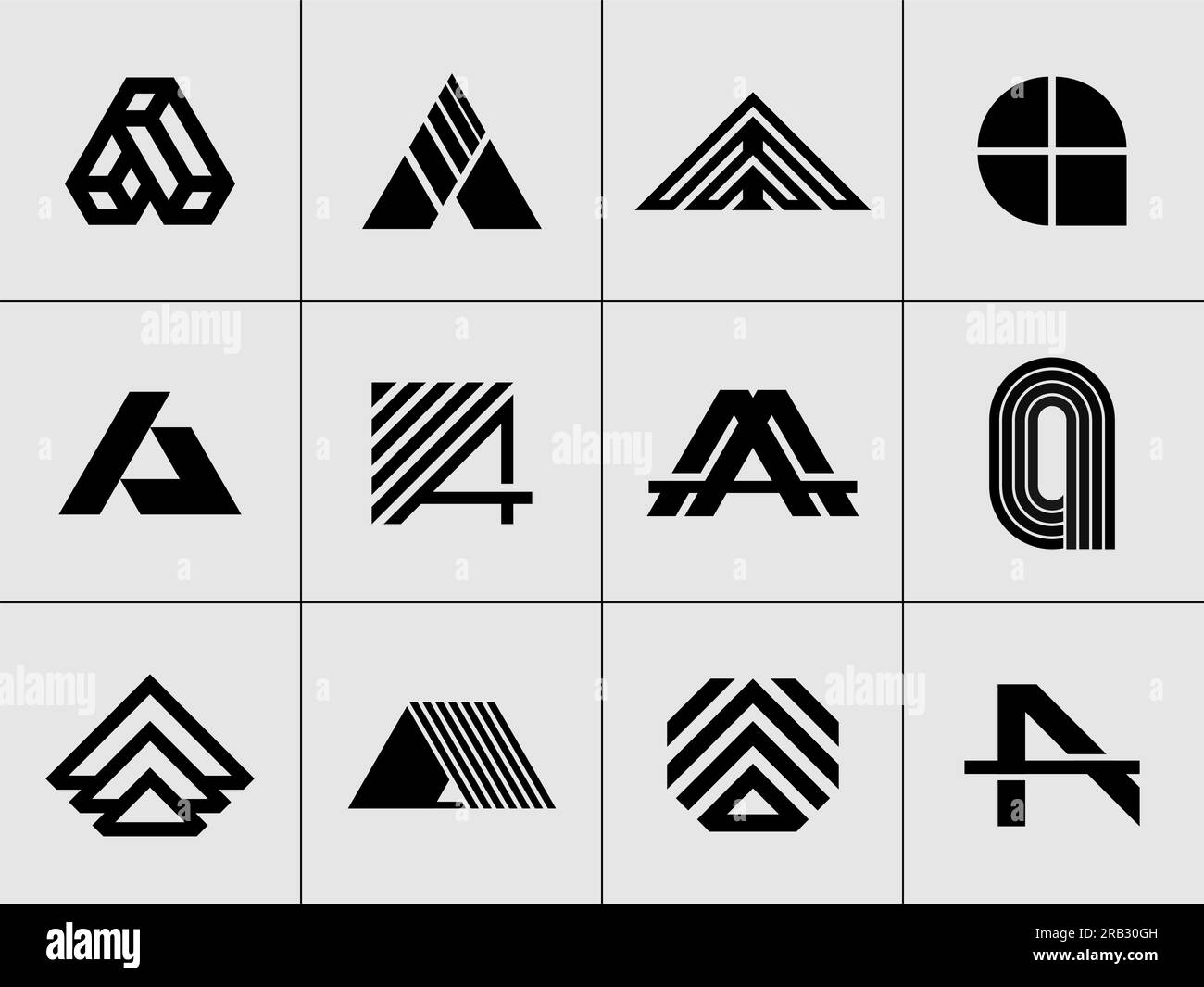 Set of line abstract letter A logo design branding. Business initial A ...