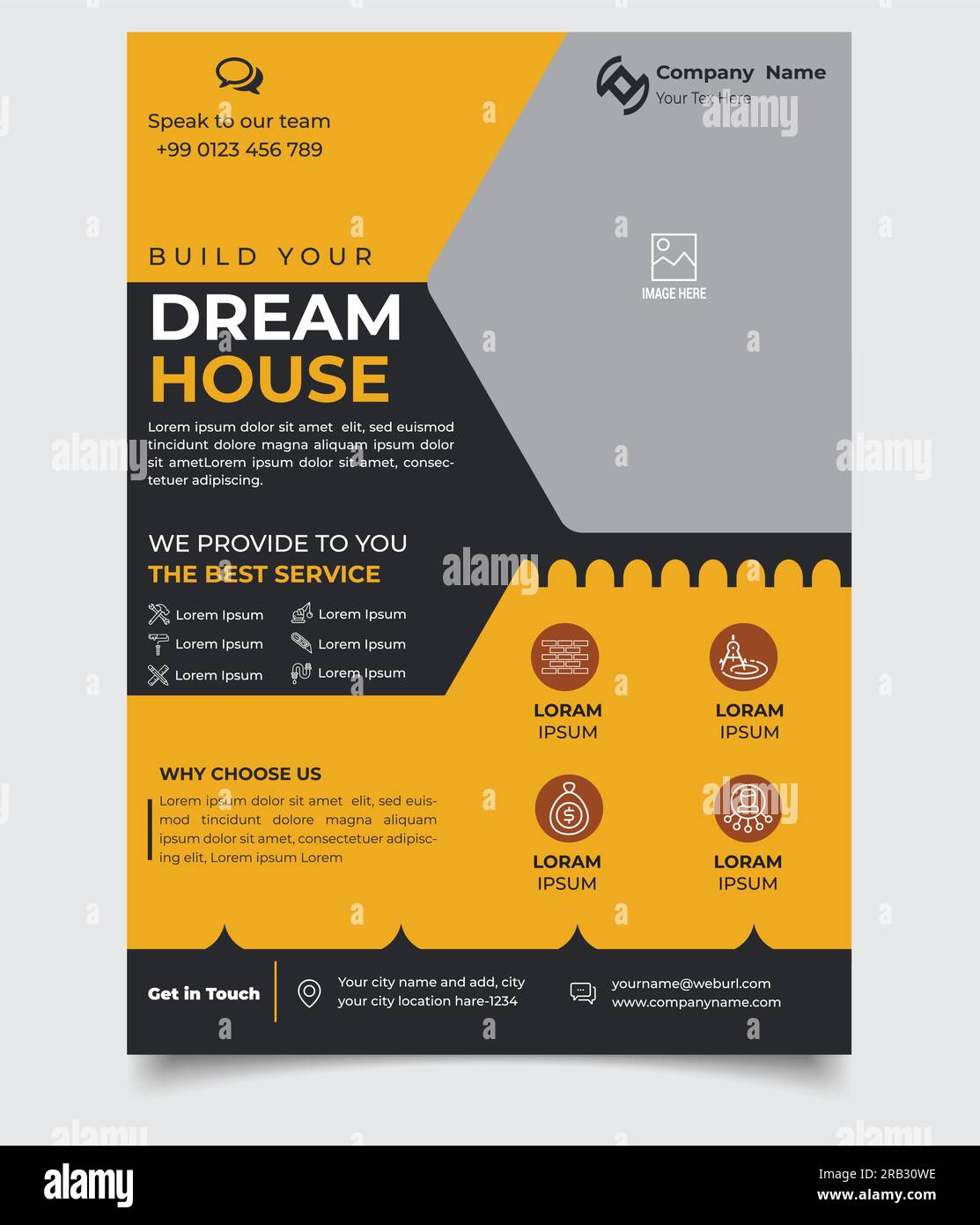 House, Building or Construction Flyer vector Template. Construction Brochure Cover, Poster ...