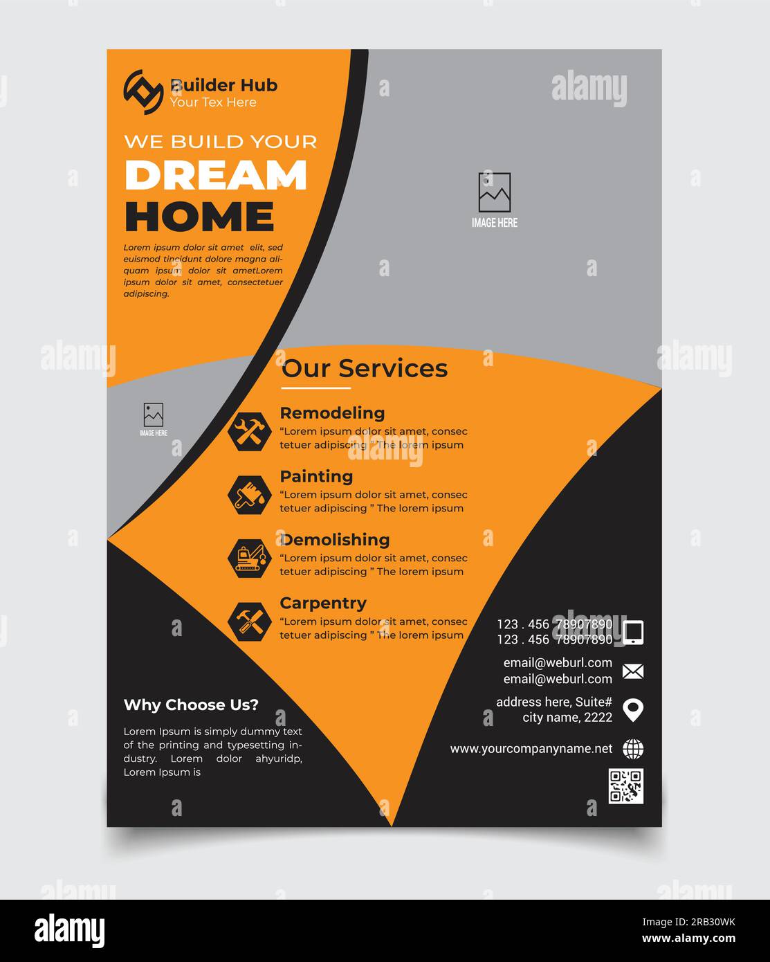 House, Building or Construction Flyer vector Template. Construction ...