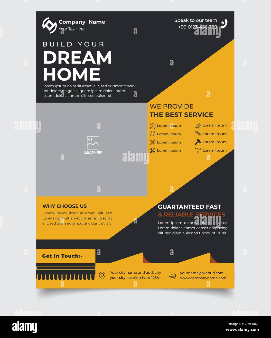 House, Building or Construction Flyer vector Template. Construction ...