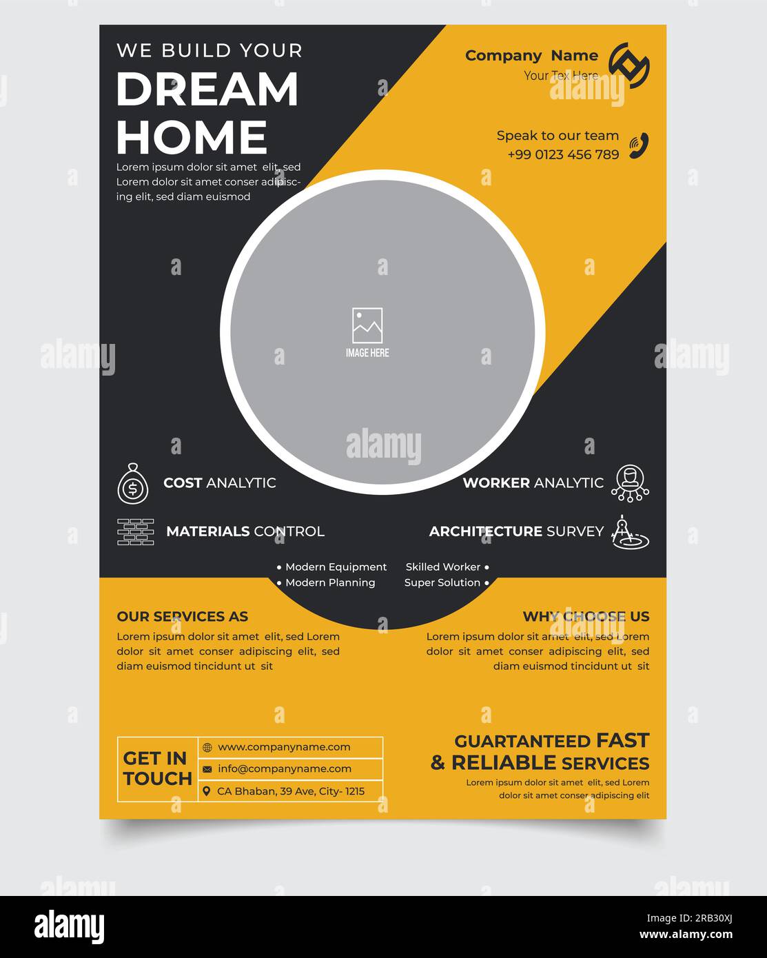 House, Building or Construction Flyer vector Template. Construction ...
