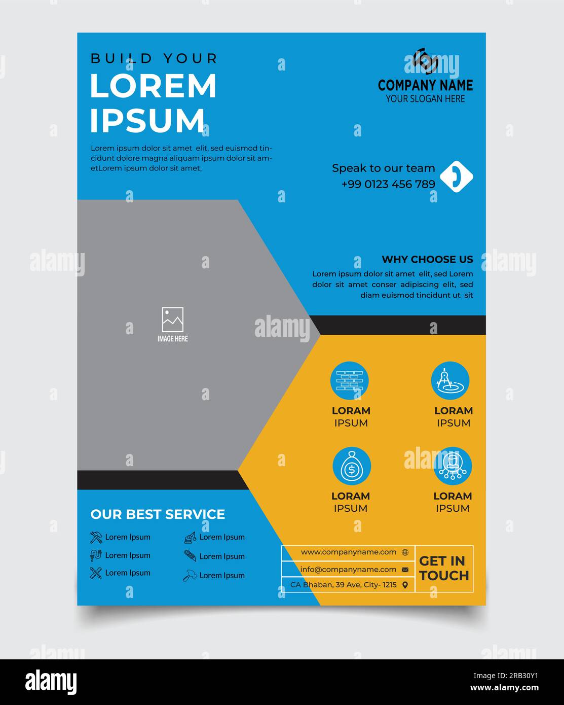 House, Building or Construction Flyer vector Template. Construction ...