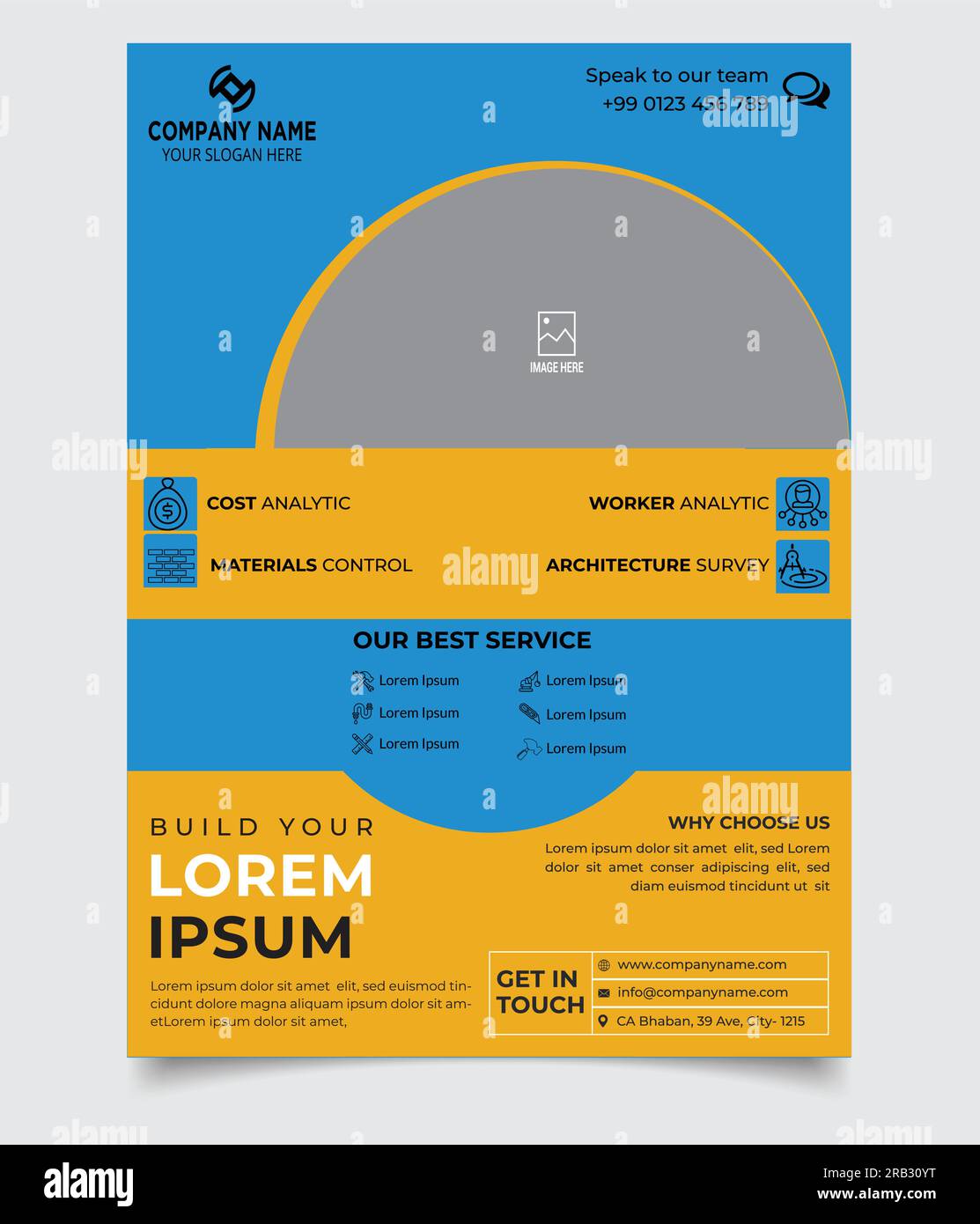 House, Building or Construction Flyer vector Template. Construction ...