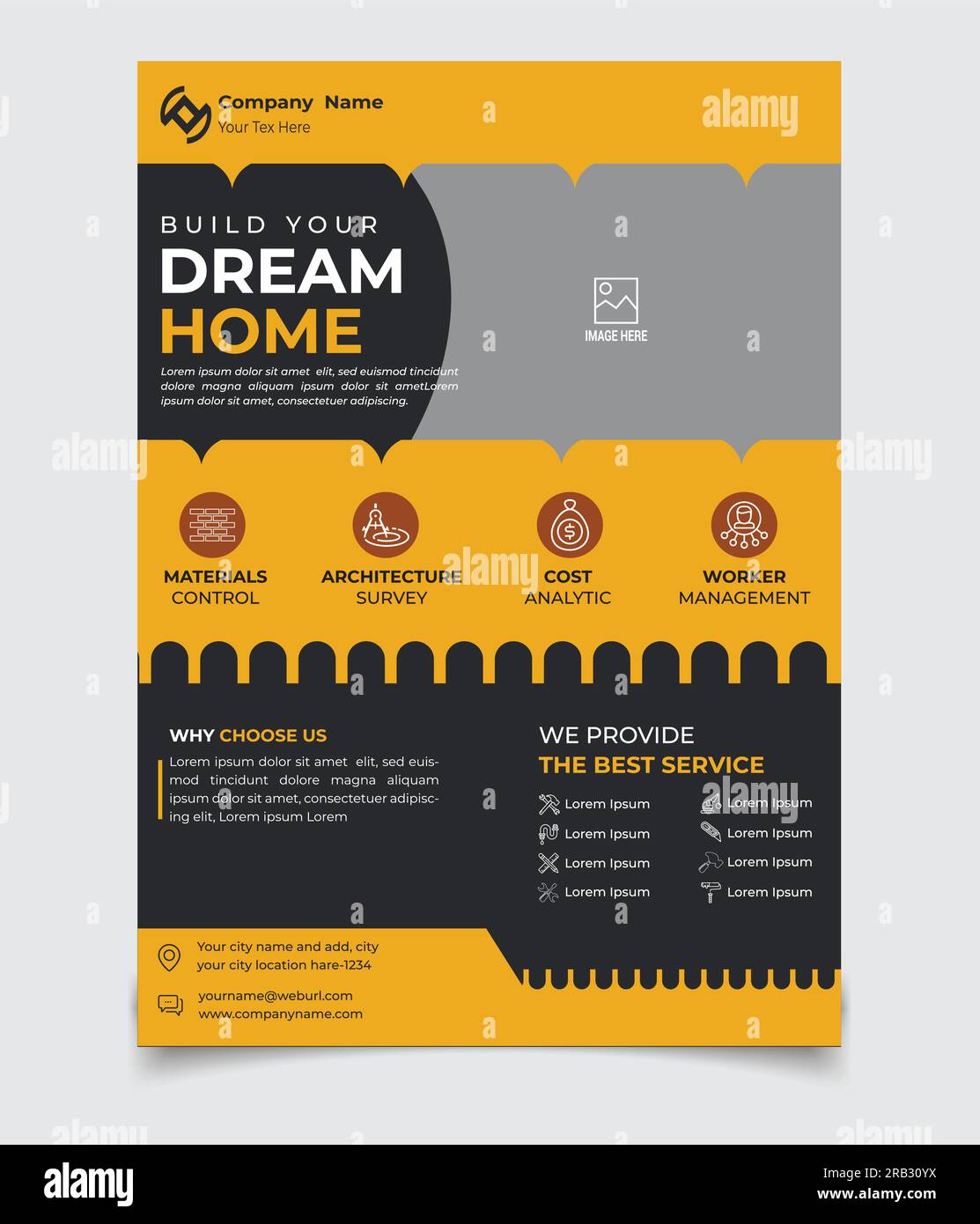 House, Building or Construction Flyer vector Template. Construction ...