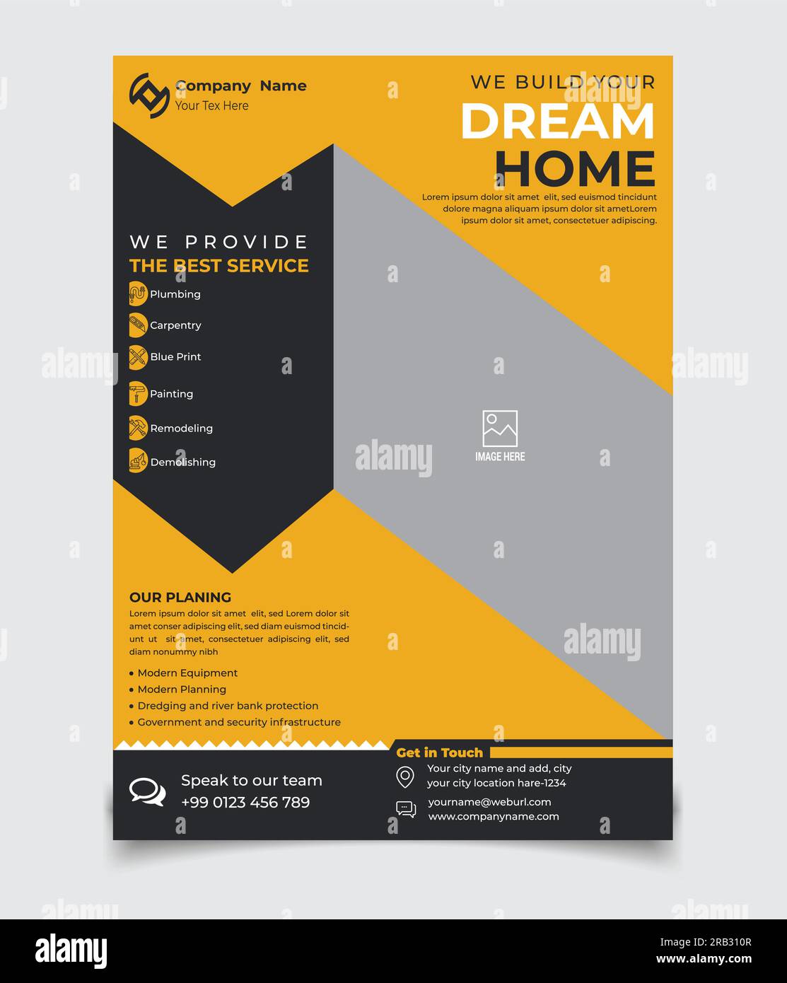 House, Building or Construction Flyer vector Template. Construction ...