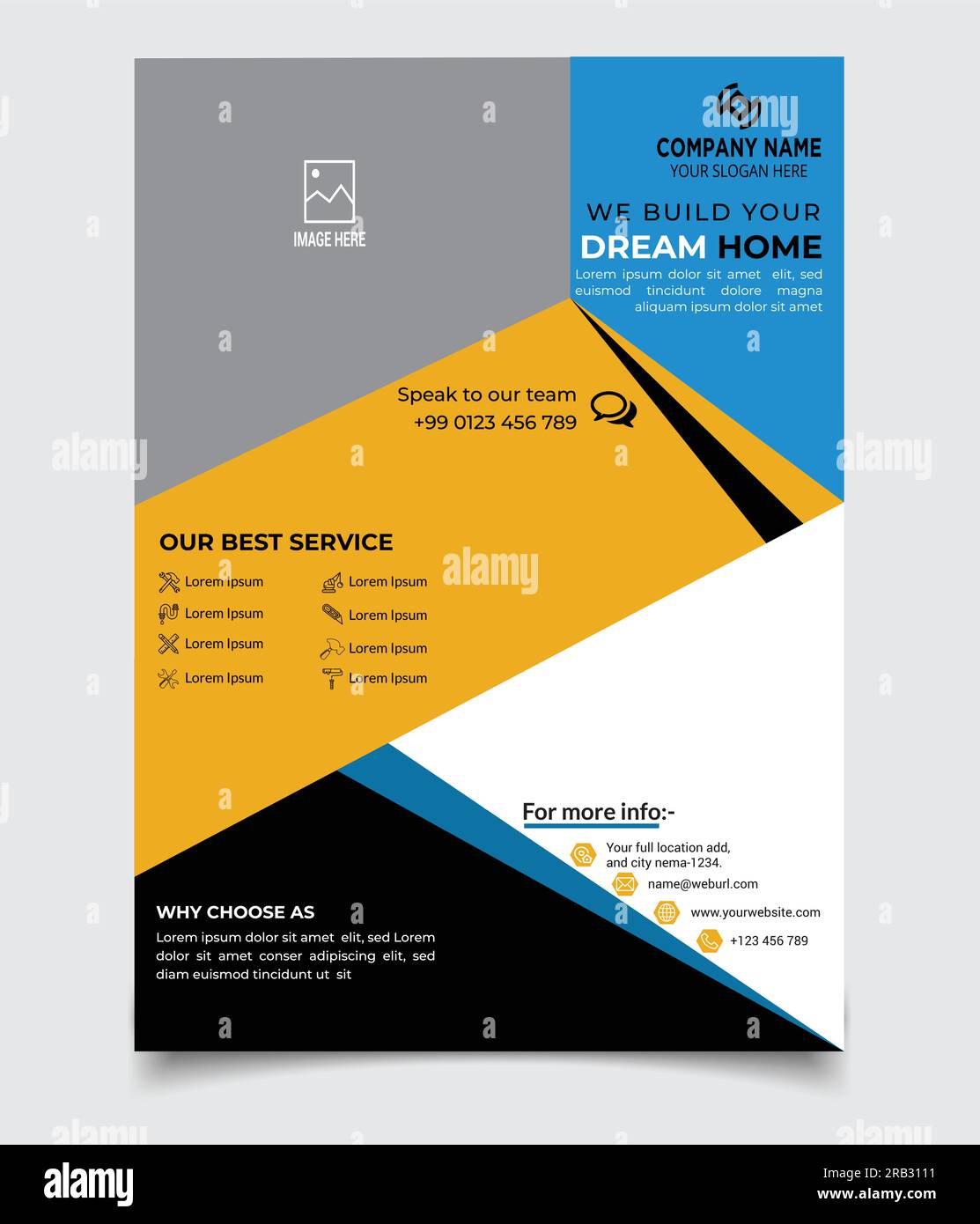 House, Building or Construction Flyer vector Template. Construction ...