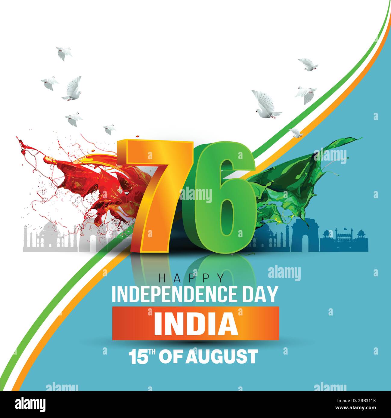 happy independence day India. 3d letter with Indian flag. abstract ...