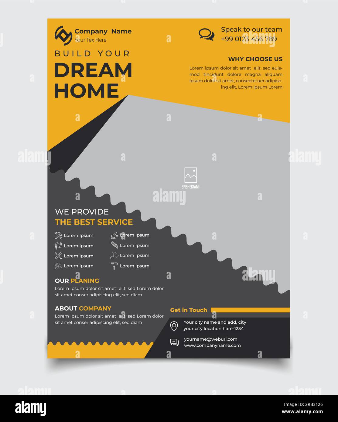 House, Building or Construction Flyer vector Template. Construction ...