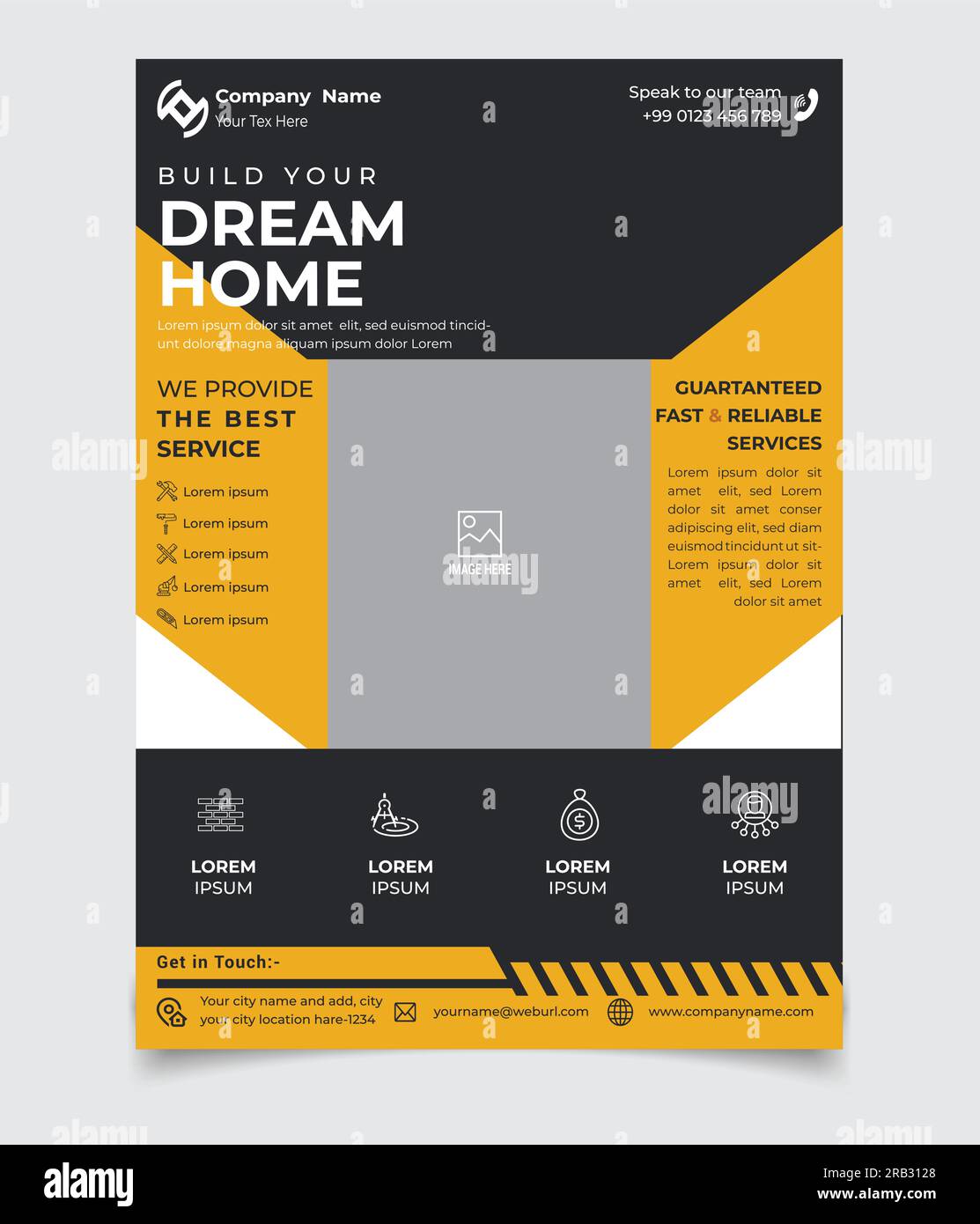 House, Building or Construction Flyer vector Template. Construction ...