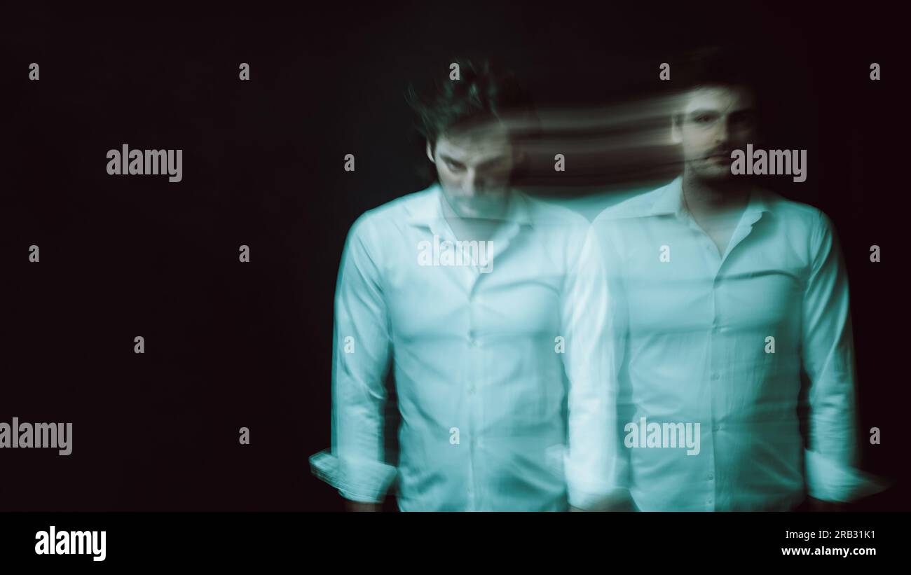 abstract blurry portrait of a man with mental and depressive illness ...