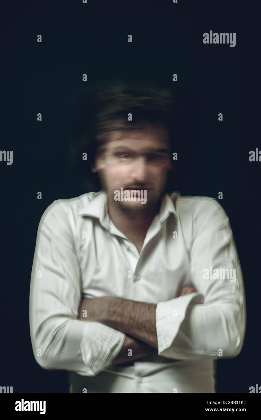 schizophrenic abstract blurry portrait of man with mental disorders and ...