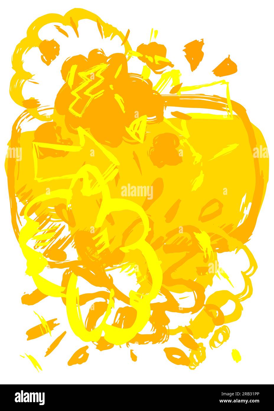 Abstract yellow speech bubble message symbol, graffiti isolated on ...