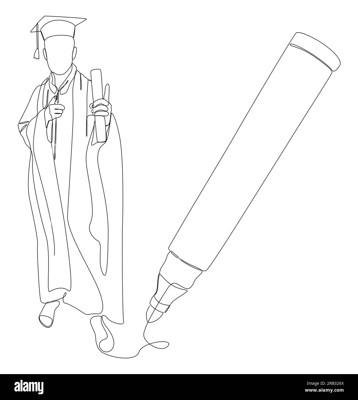 One continuous line of university student graduation event drawn by ...