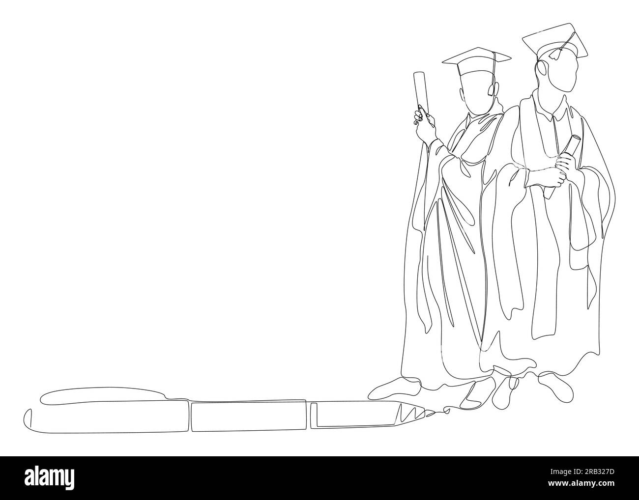 One continuous line of university student graduation event drawn by ...