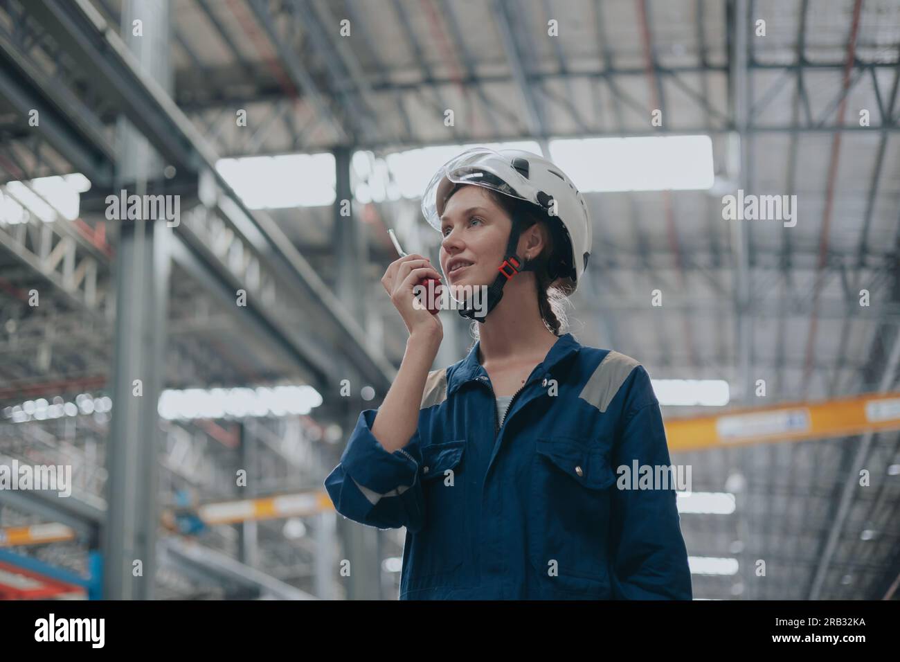 smart woman worker radio control operation team worker in lage ...