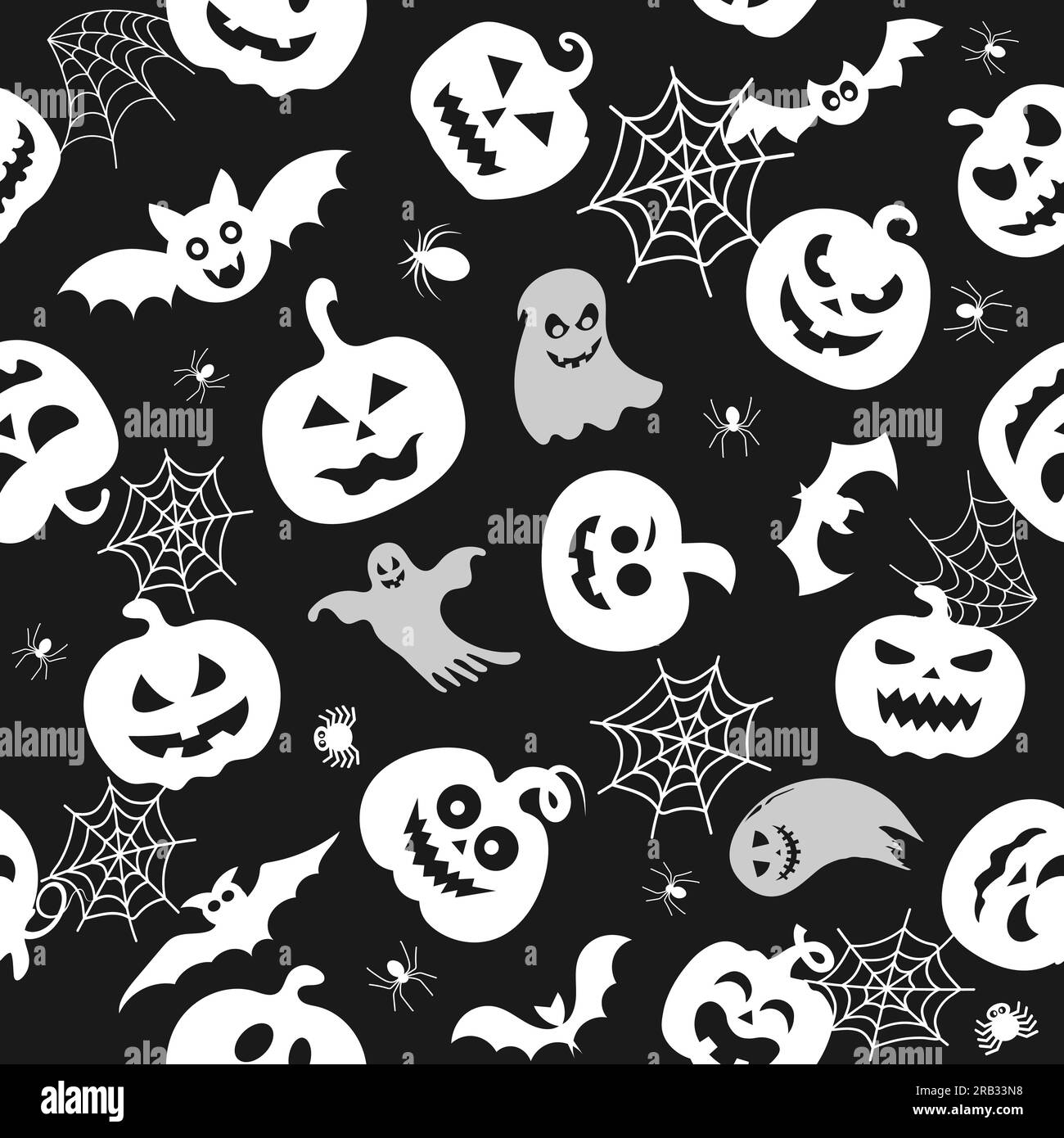Seamless vector pattern for Halloween design. Halloween symbols: ghost ...