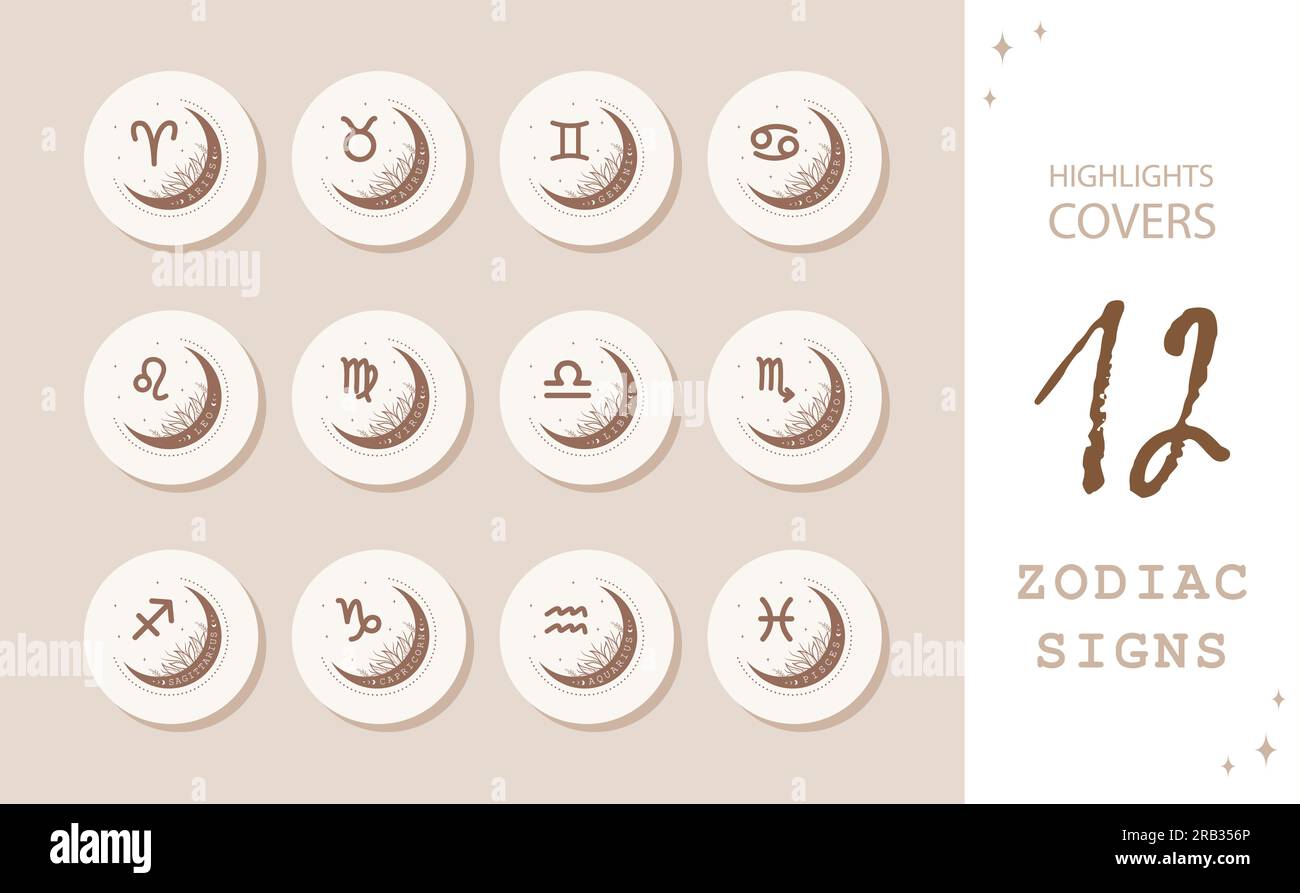 Zodiac signs in boho style. Highlights Stories Covers for popular ...