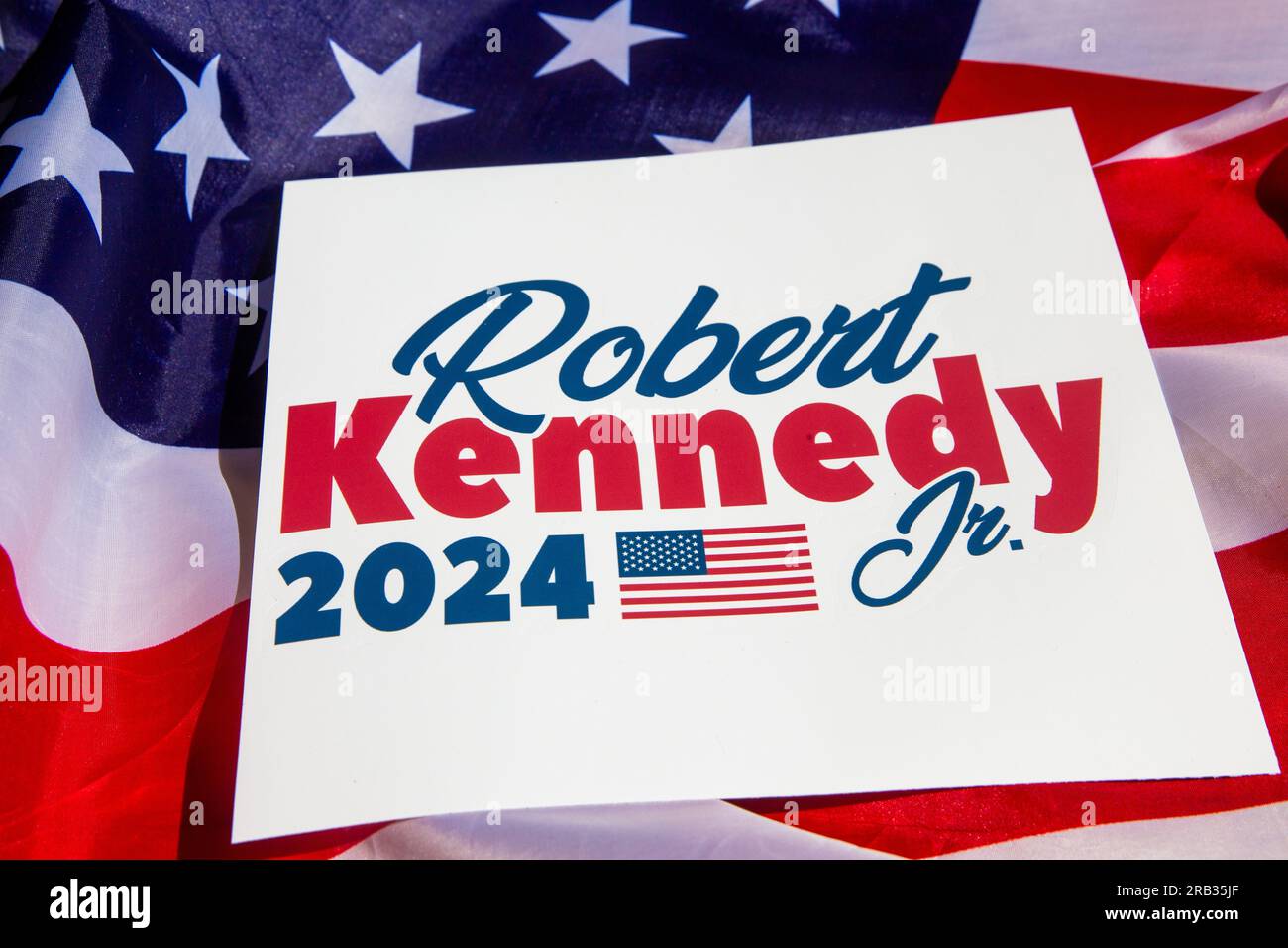 Lettering of the Democratic presidential candidate Robert F. Kennedy Jr ...