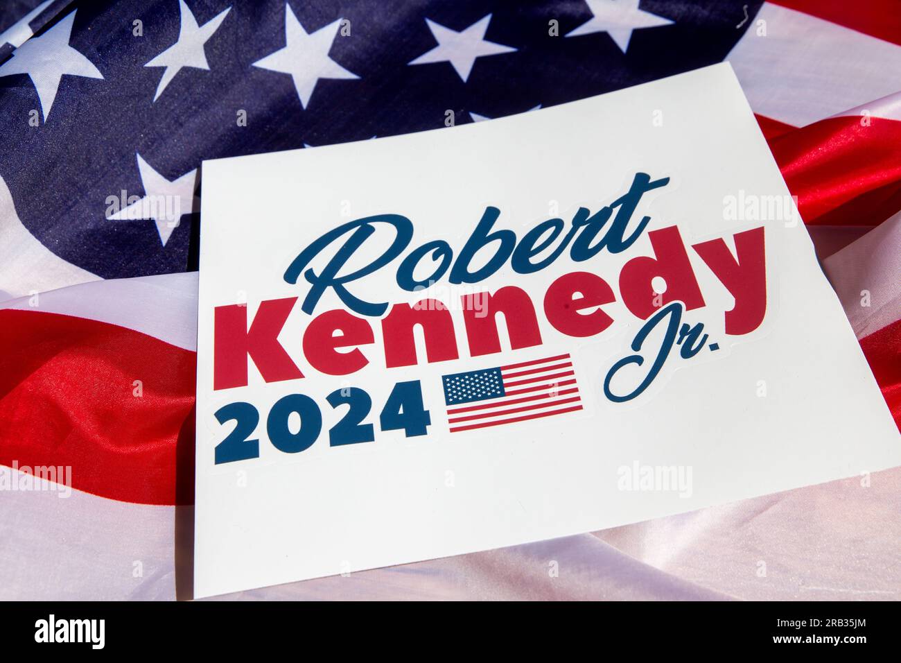 Lettering of the Democratic presidential candidate Robert F. Kennedy Jr ...