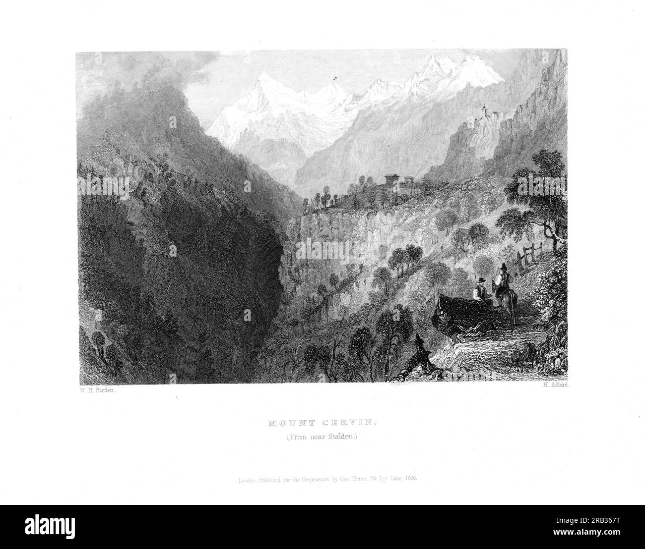 Engraving of Mt Cervan by Henry Adlard after William Henry Bartlett (1809–1854) published by ...