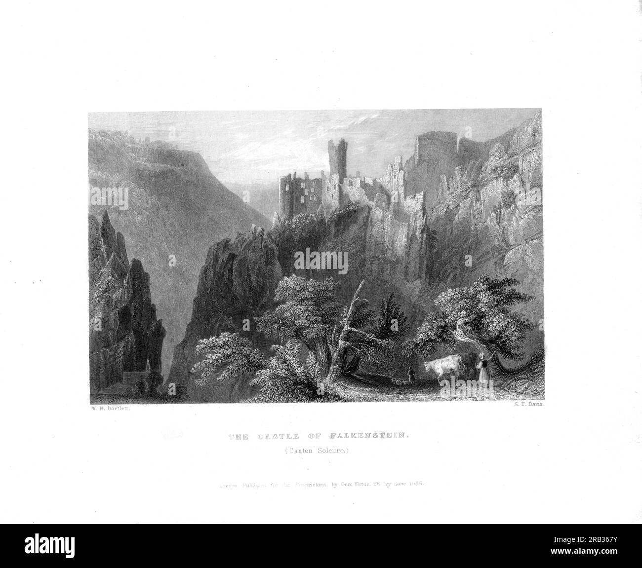 Engraving of Castle of Falkenstein by S.T. Davis after William Henry Bartlett (1809–1854 ...