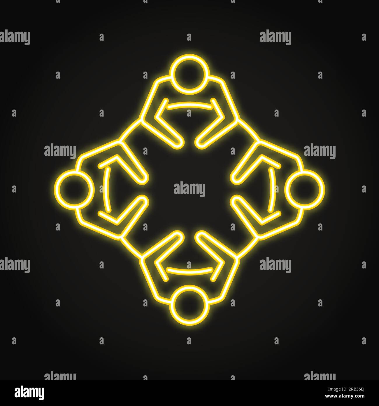 Round table business meeting neon icon. Conference, social network ...