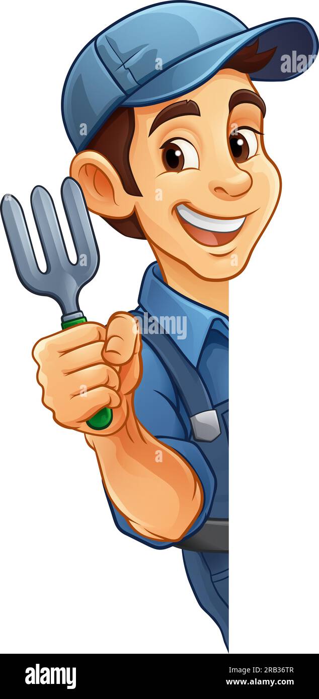 Gardener Cartoon Garden Tool Man Farmer Mascot Stock Vector Image & Art ...