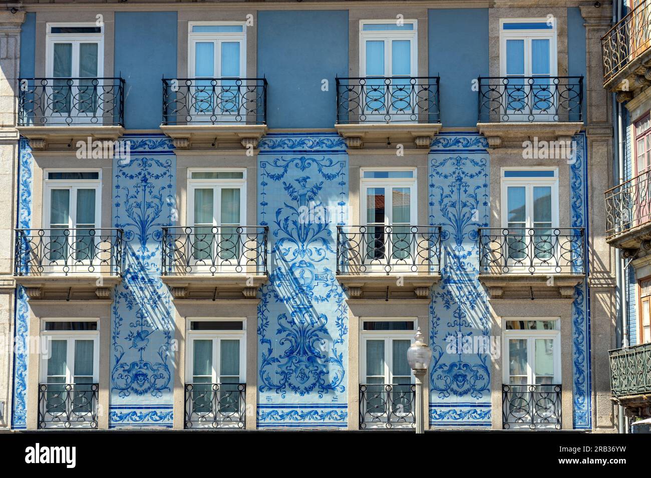 Beautiful colorful building facede in Porto Portugal with azulejo tiles ...