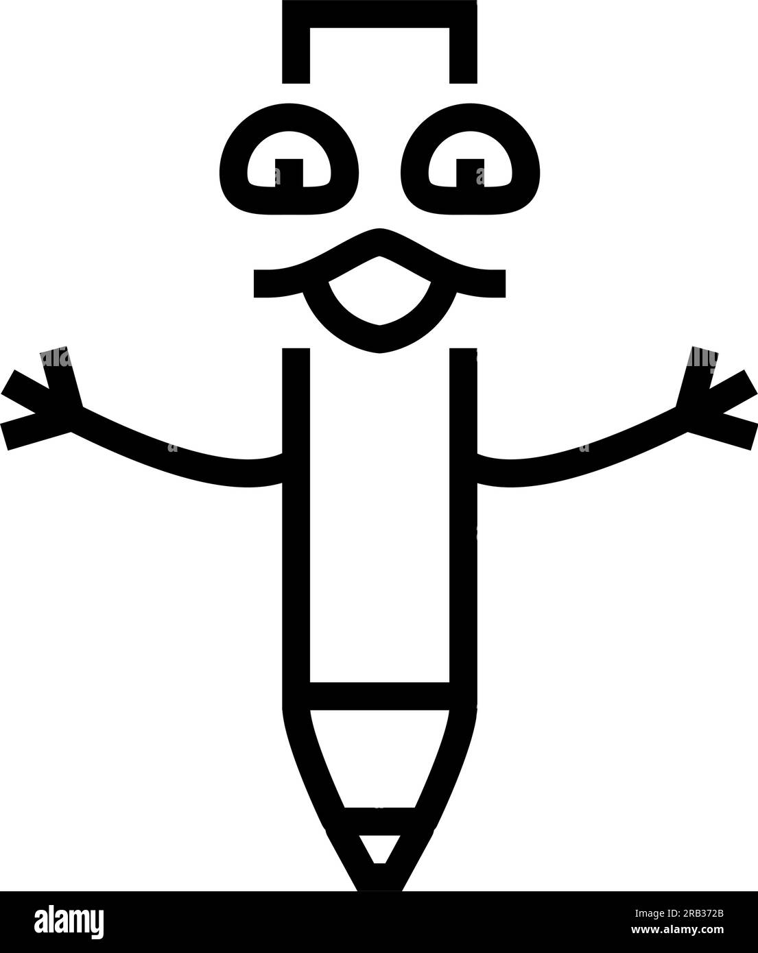 student pen character line icon vector illustration Stock Vector Image ...