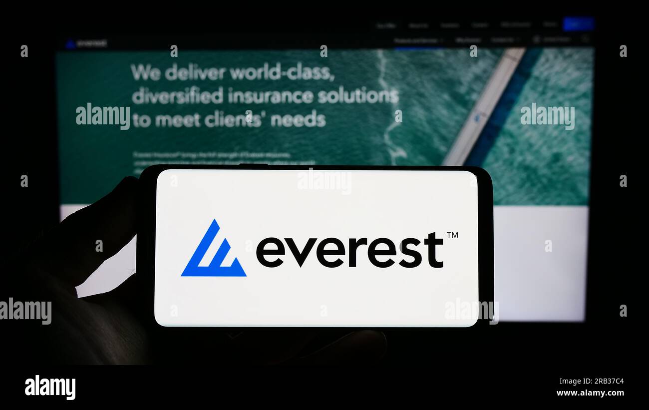 Everest Re Logo Logo Of Public Company Everest Re Group Ltd. Displayed