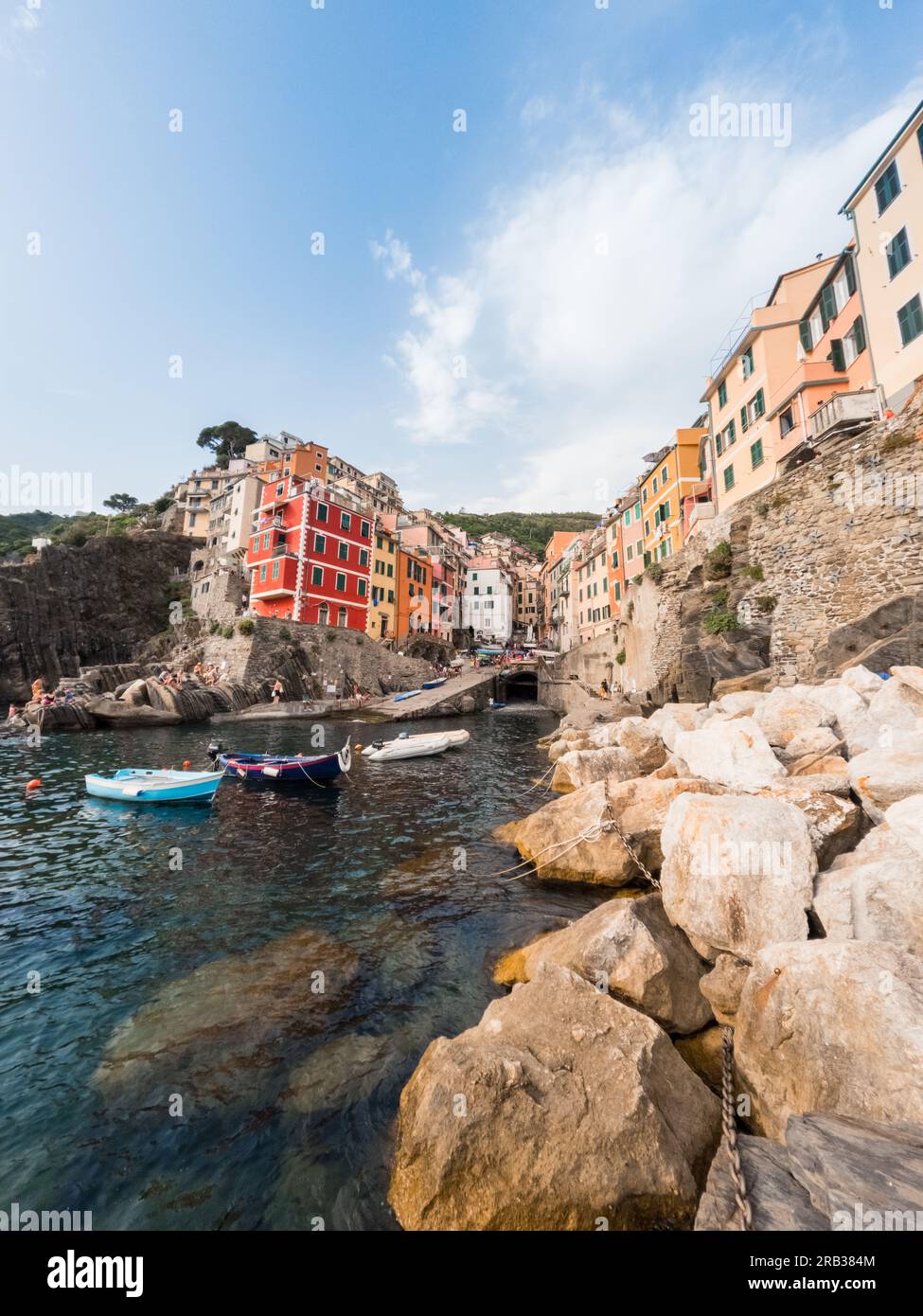 Riomaggiore seacoast, Italian city of Cinque Terre Stock Photo - Alamy